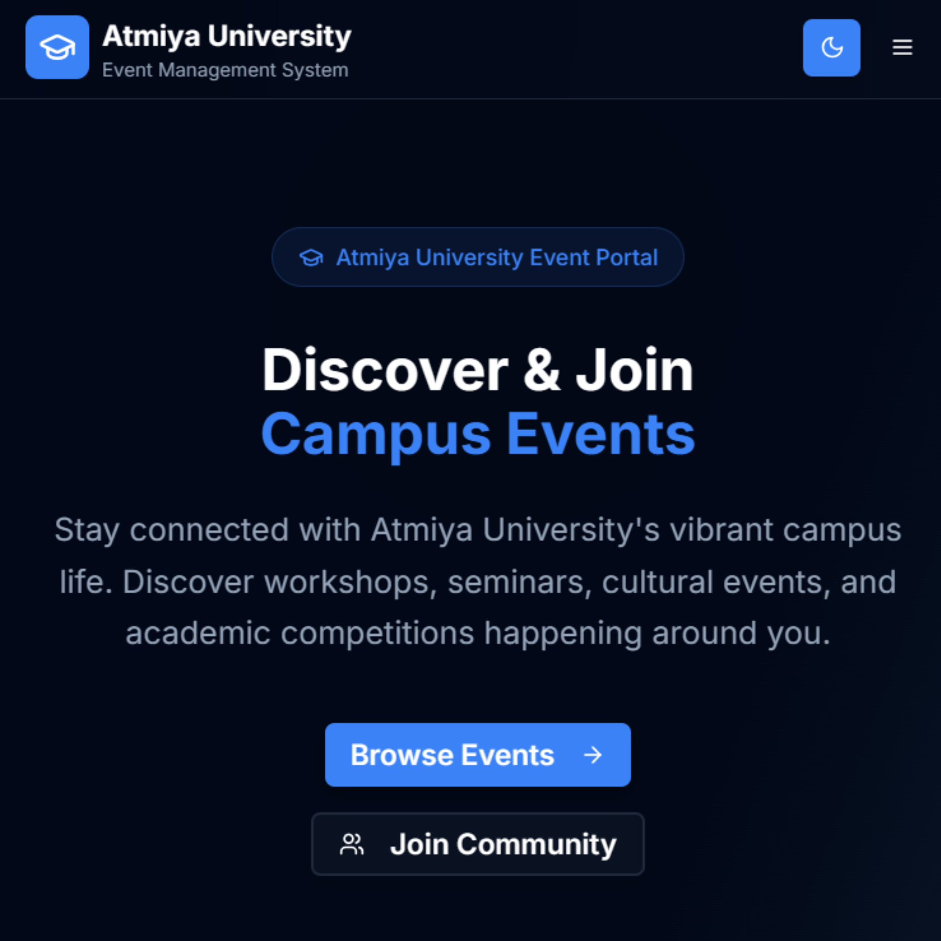 Event Management System - Atmiya University